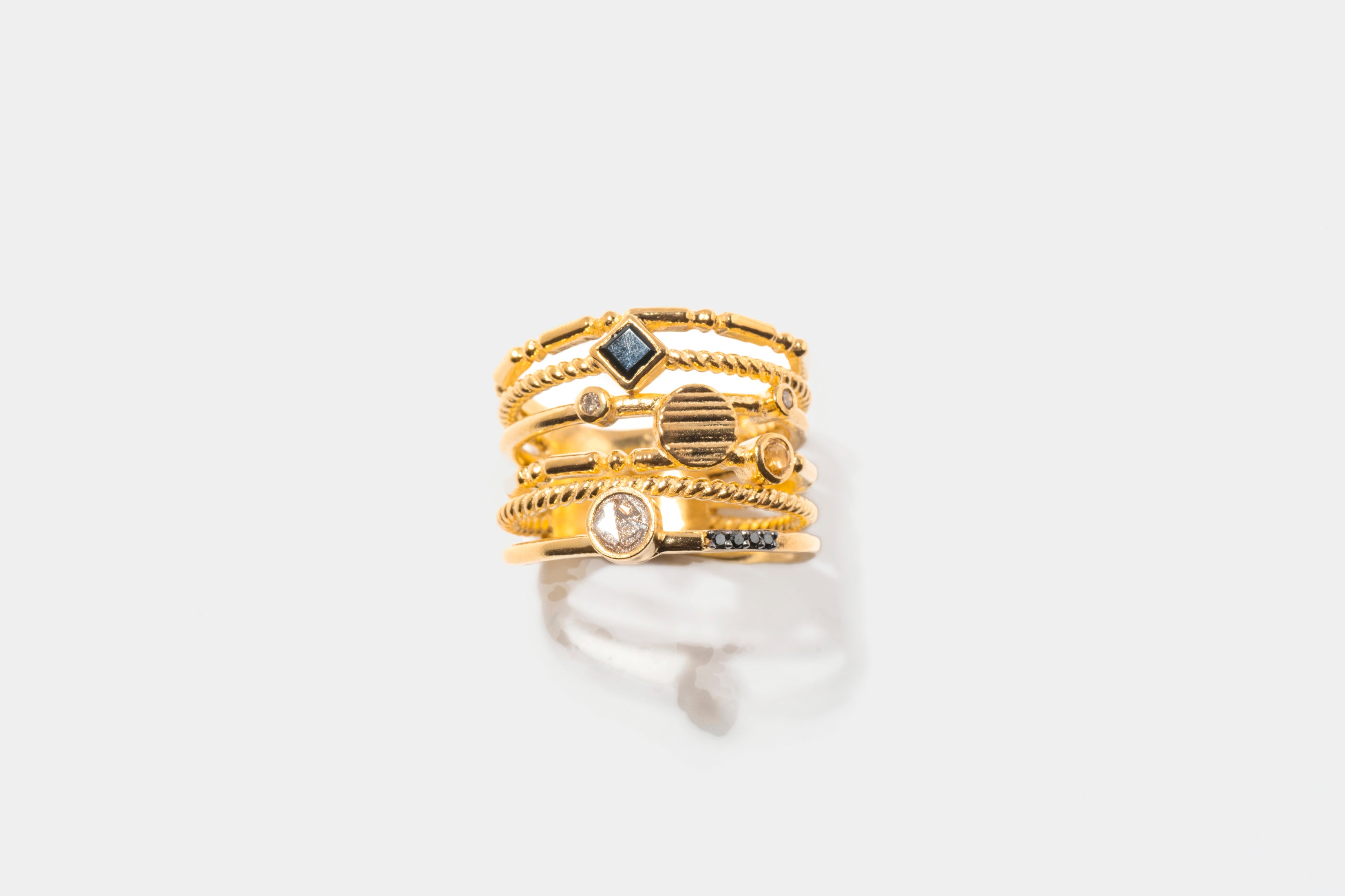 18K Gold Vermeil Diamond Abyss Ring Stack