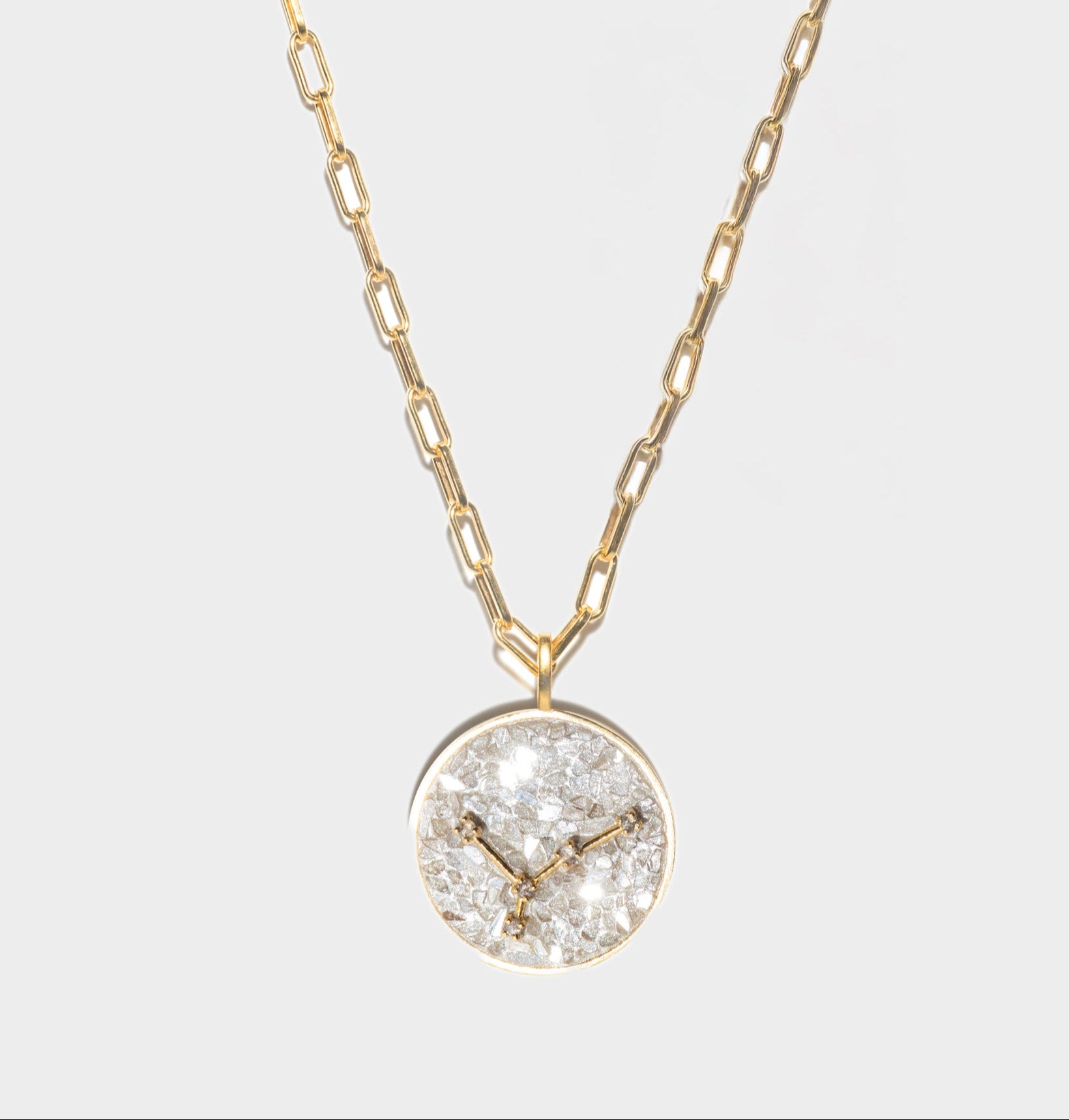 18K Gold Pendant Diamond Cancer Zodiac Necklace